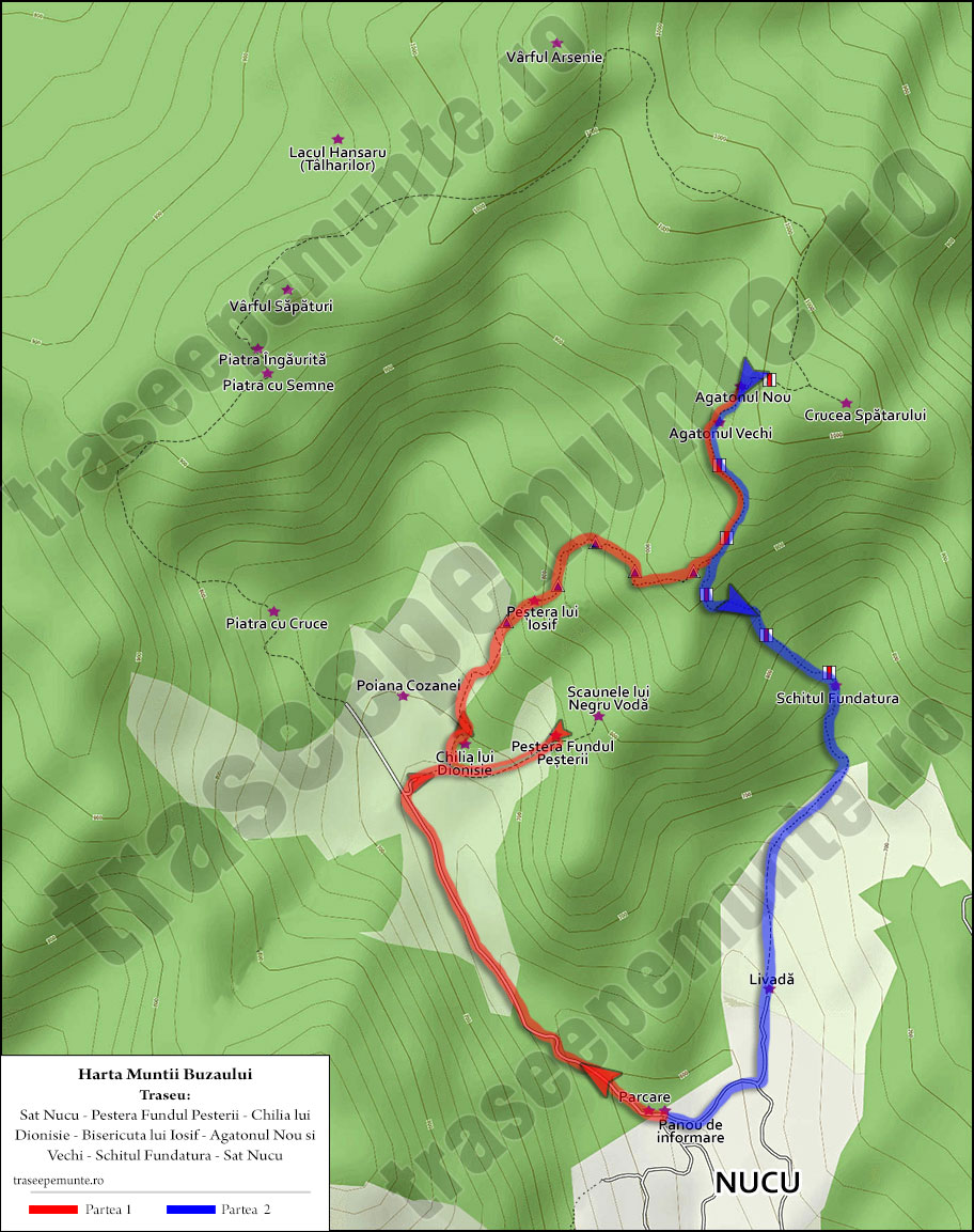 Traseu spre Asezarile Rupestre din Tara Luanei, din satul Nucu. Muntii ...
